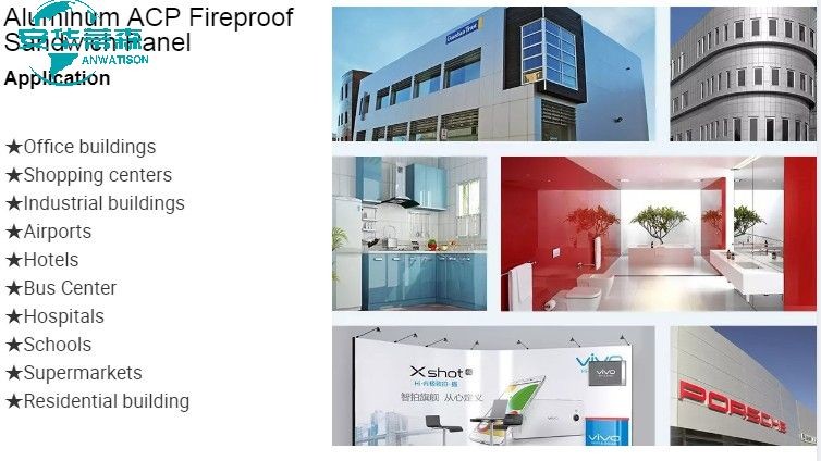 A2급 소화성 알루미늄 복합판 ACP 4x8 1220x2440 안전 건설용 크기